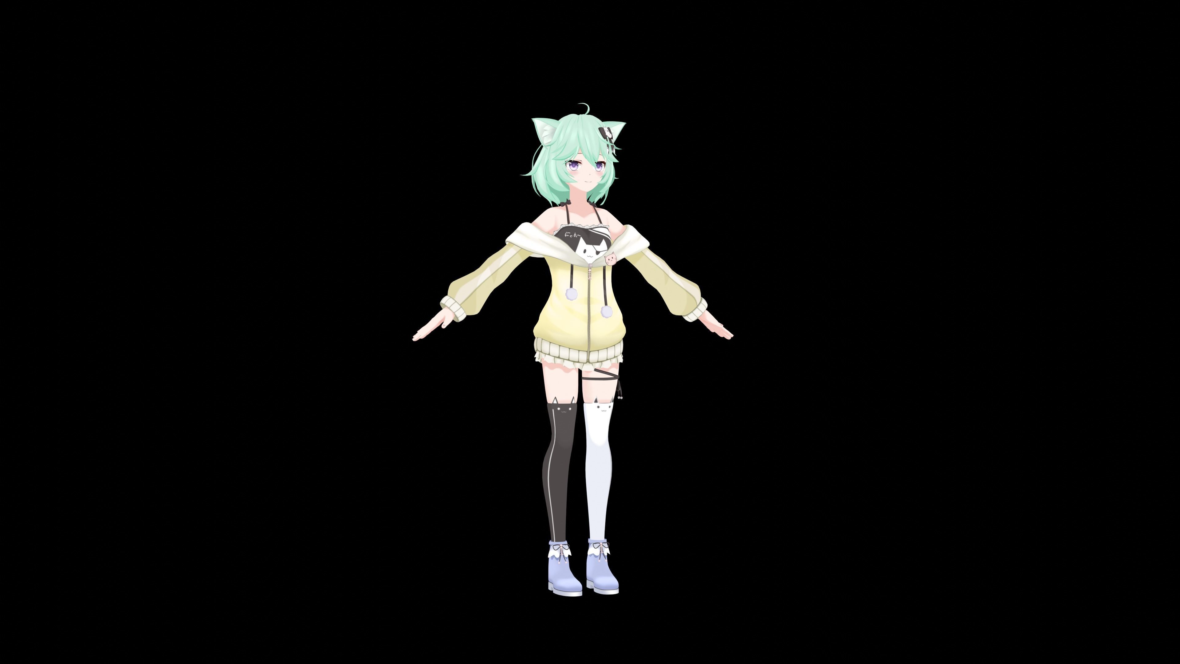 Anime girl character 3D model animated rigged | CGTrader