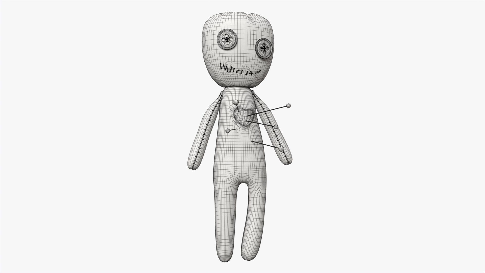 Voodoo Doll Fabric with Pins 3D model | CGTrader