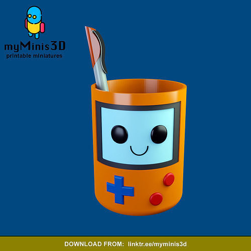 Cute Kawaii Nintendo Game Boy Pen Holder 3D model 3D printable | CGTrader
