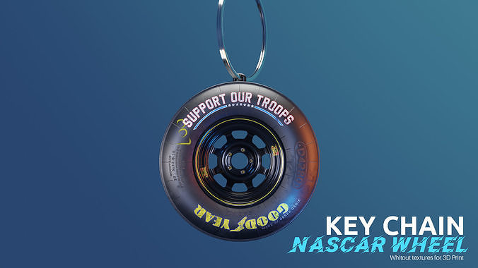 KEY CHAIN NASCAR WHEEL REALISTIC DETAILS 3D PRINT 3D model 3D printable ...