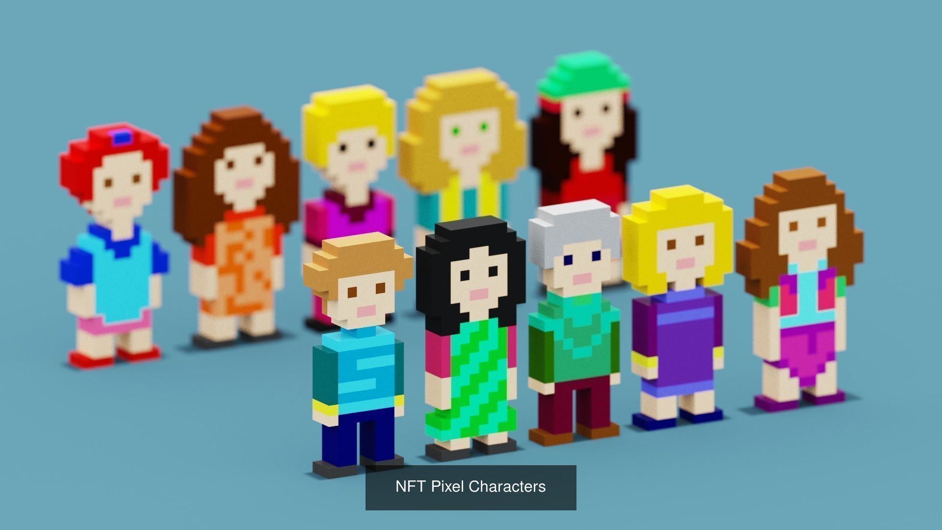 3D Model Collection Pixel Character Pack VR / AR / low-poly | CGTrader