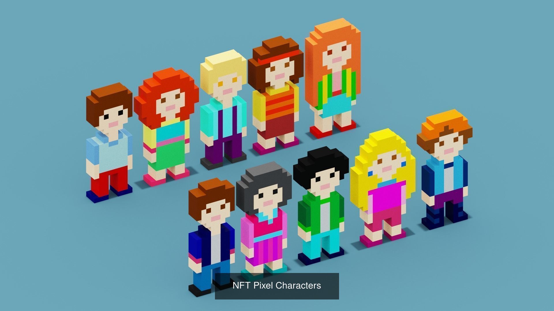 3D Model Collection Pixel Character Pack VR / AR / low-poly | CGTrader