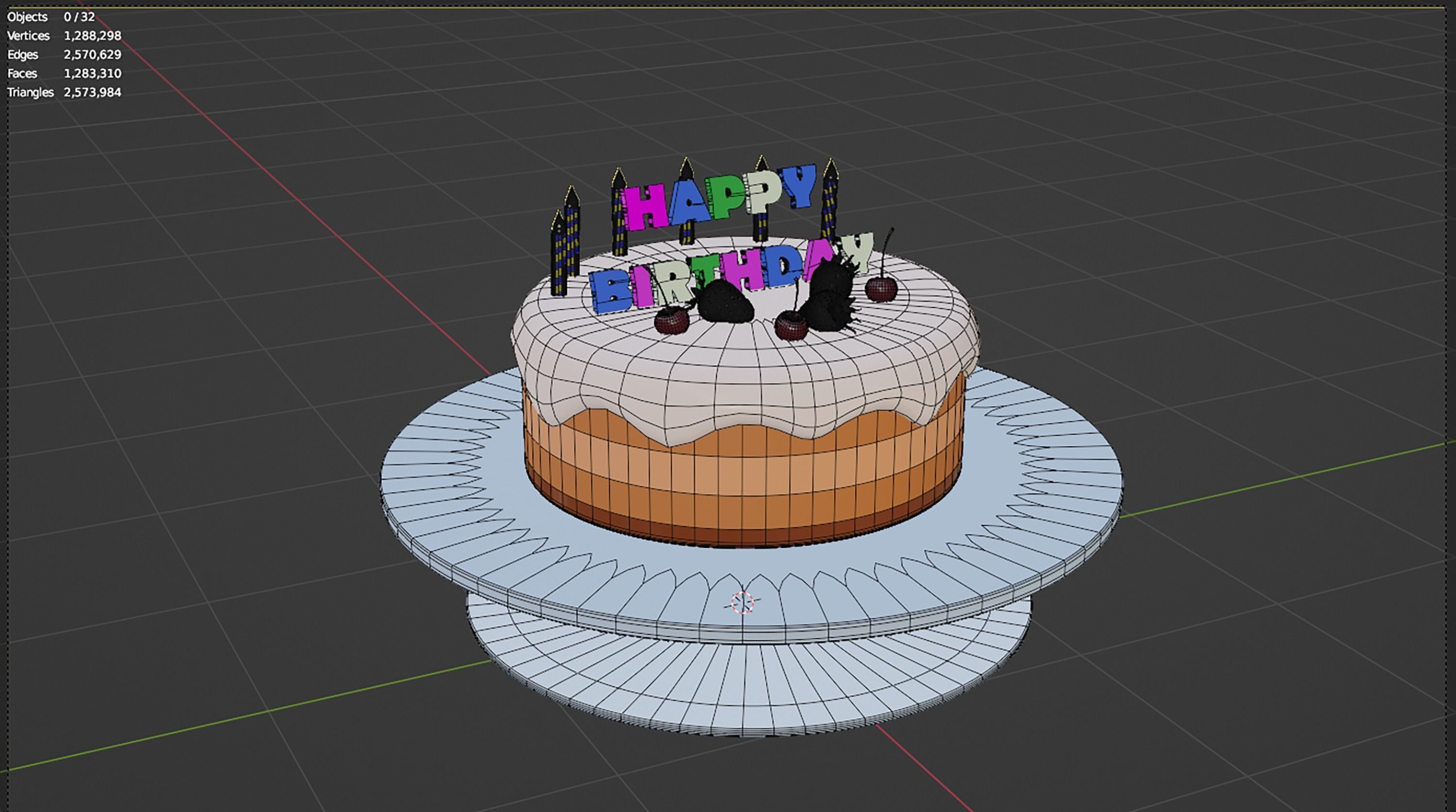 3d birthday cake icon 3D model | CGTrader