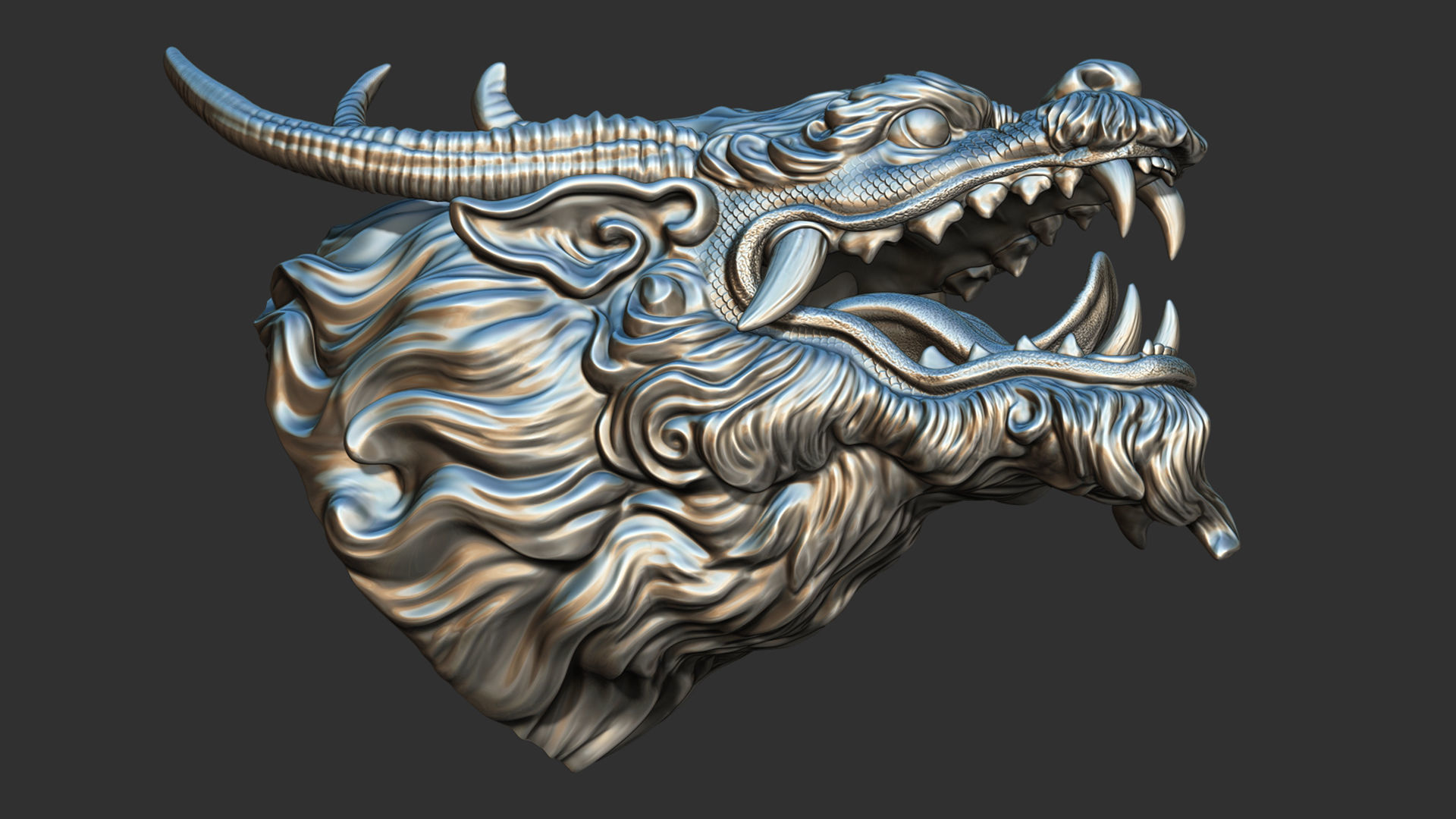 Chinese dragon head 3D model 3D printable | CGTrader