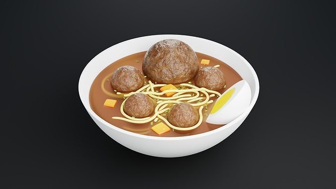 One Serving of Noodle Meatball 3D model | CGTrader