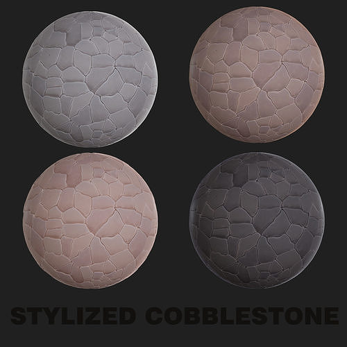 4 Stylized Seamless PBR Cobblestone Texture Texture | CGTrader