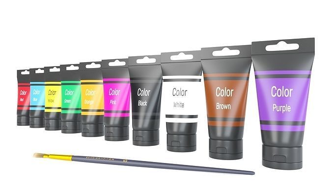 Acrylic Paint Pot Colors 3D model | CGTrader