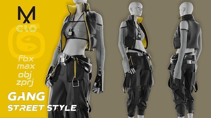 Women Street Wear Gang Style 3D model | CGTrader