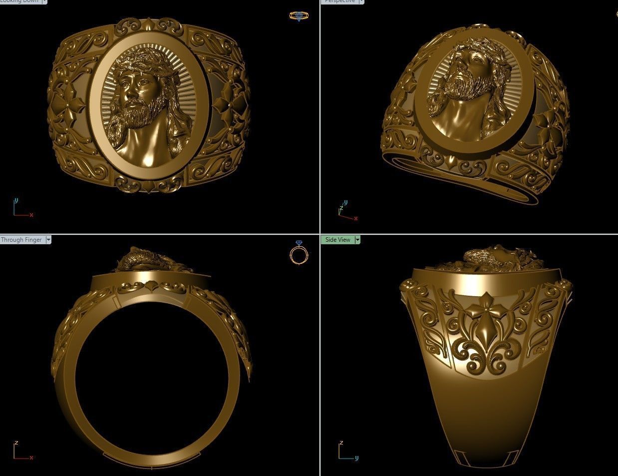Crucified Christ ring 3D model 3D printable | CGTrader