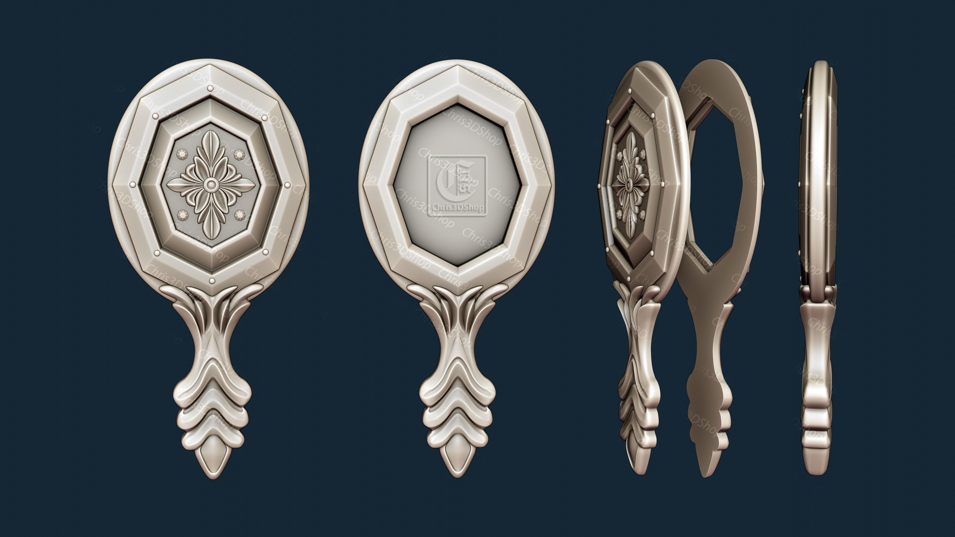 Hand Held Mirror Frame 2 - Digital files for CNC 3D model | CGTrader