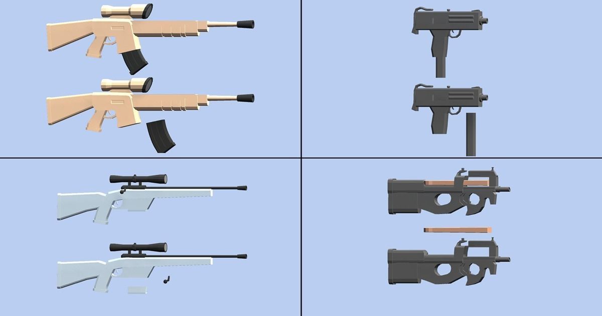 3D model Lowpoly Guns Pack - Lowpoly Weapons - Lowpoly Cartoon Guns VR ...