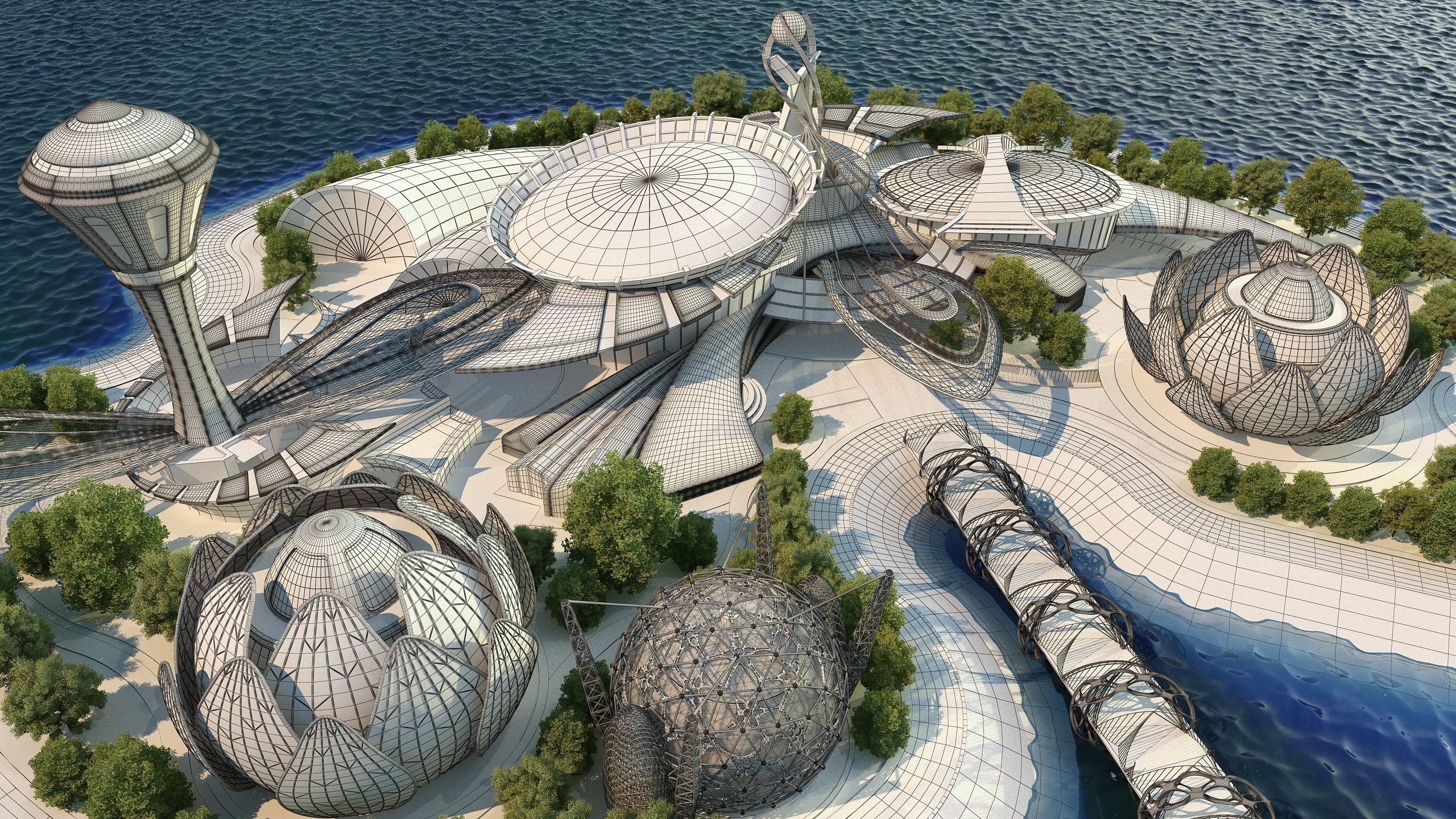 0077 - Future City Island 01 - 2D Drawing - 3D Files 3D model | CGTrader