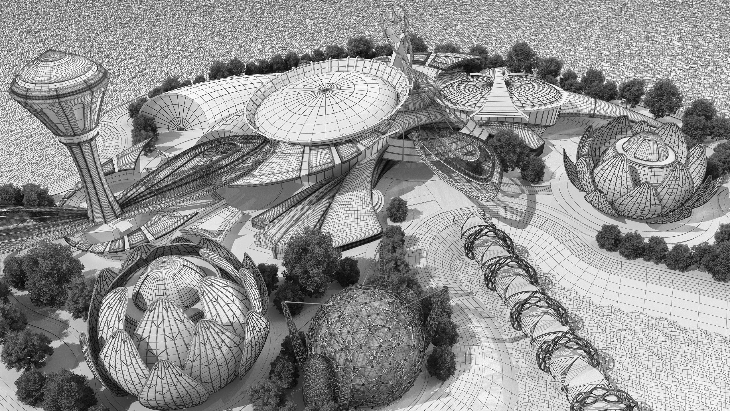 0077 - Future City Island 01 - 2D Drawing - 3D Files 3D model | CGTrader