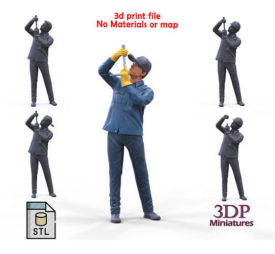 N1 Mechanic Crew working under a car or construction worker 3D model 3D ...