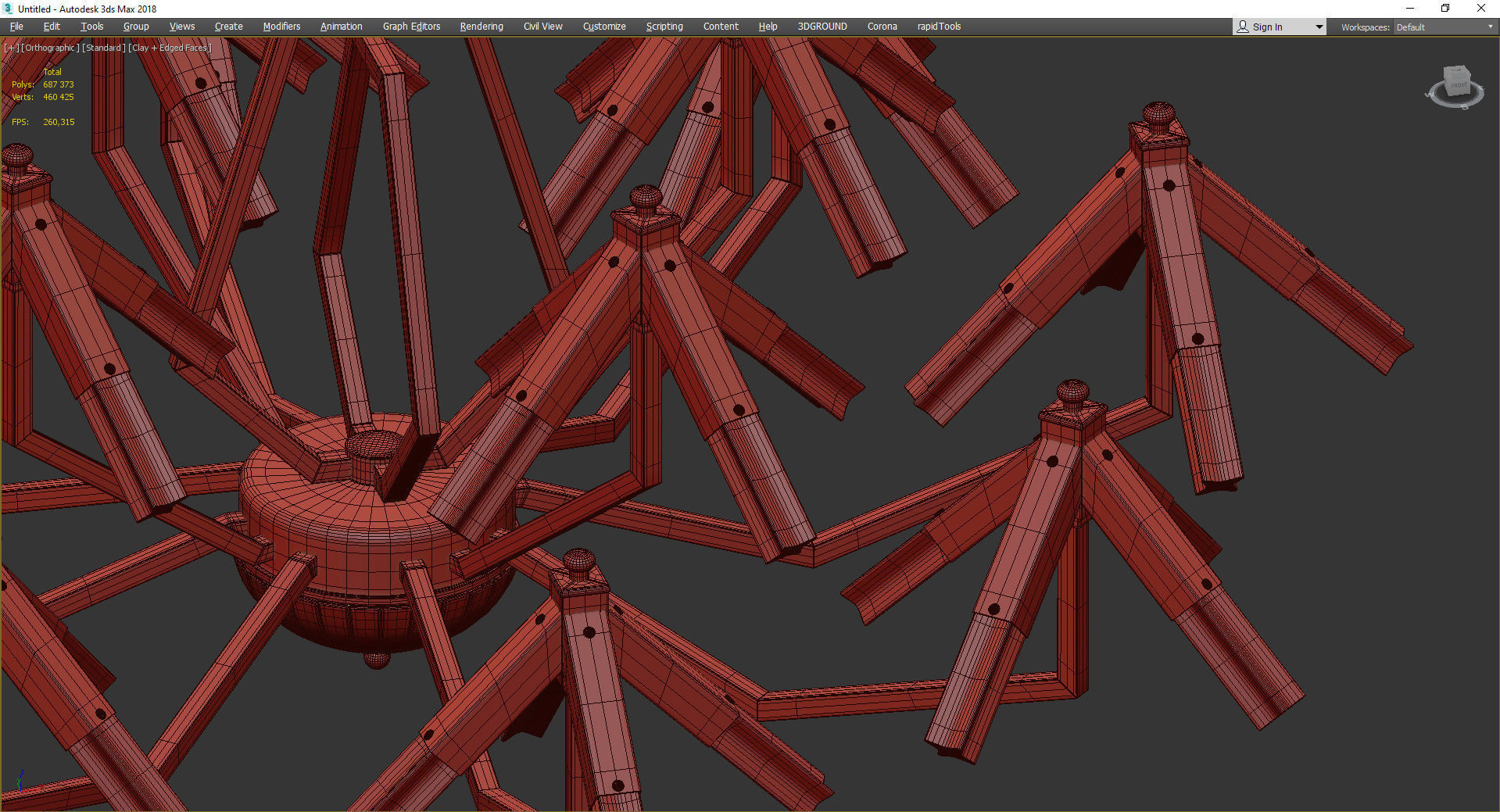 3D model ELTON modern chandelier in brass and glass VR / AR / low-poly ...