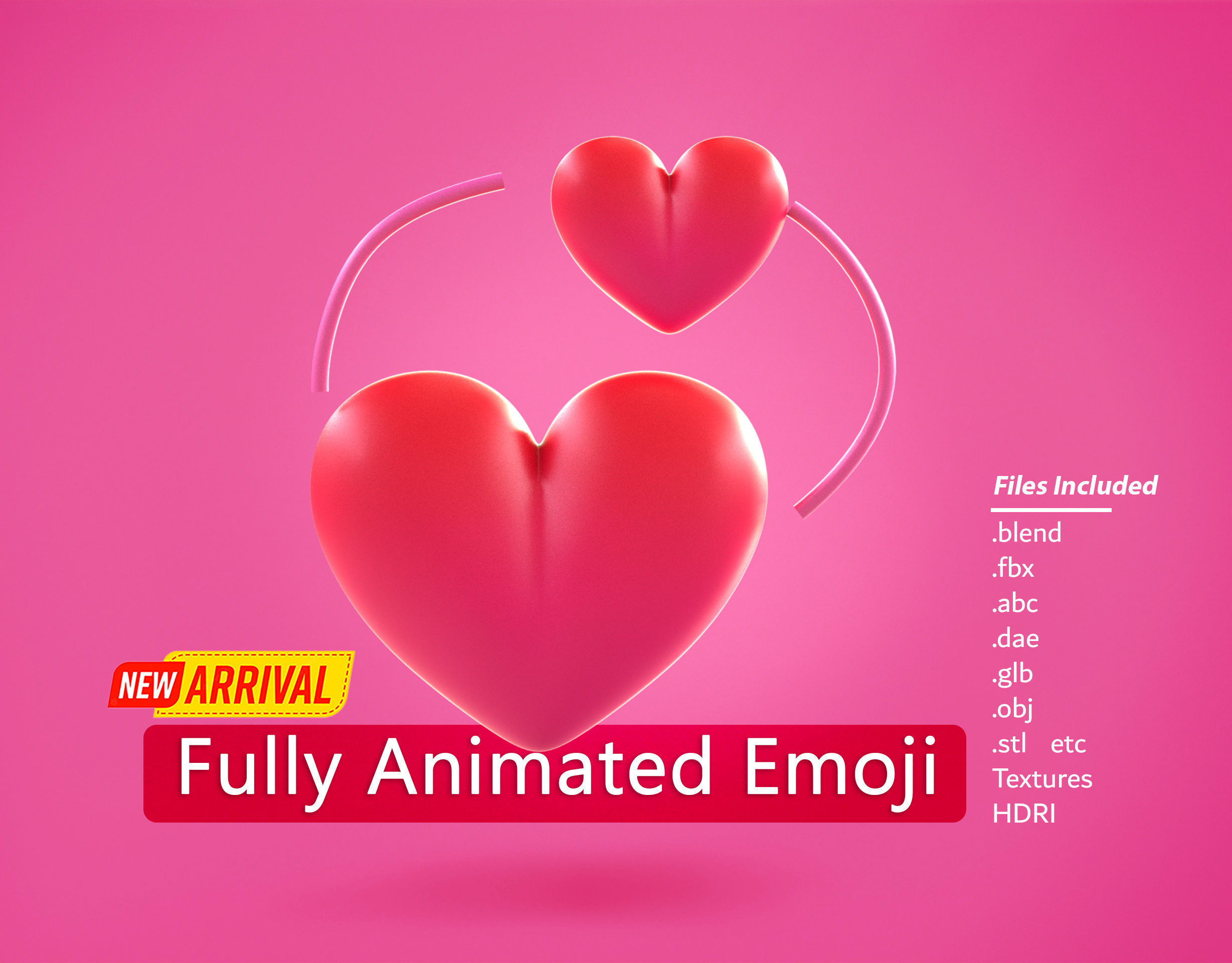 3D model Revolving Hearts Emoji new Animated VR / AR / low-poly | CGTrader