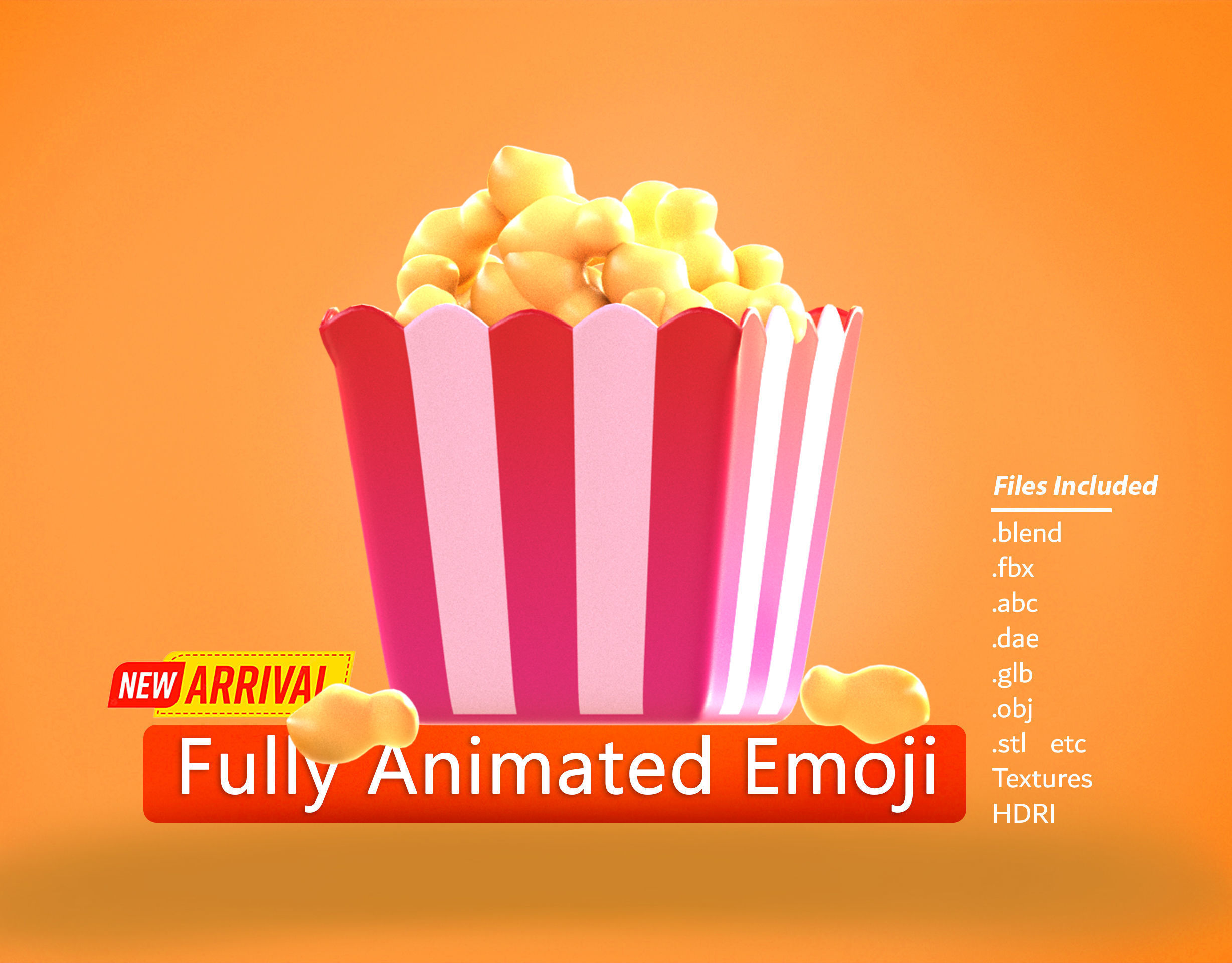 3D model Popcorn Emoji new Animated VR / AR / low-poly | CGTrader