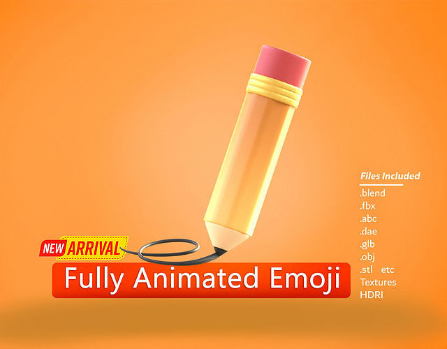3D model Pencil Emoji new Animated VR / AR / low-poly | CGTrader