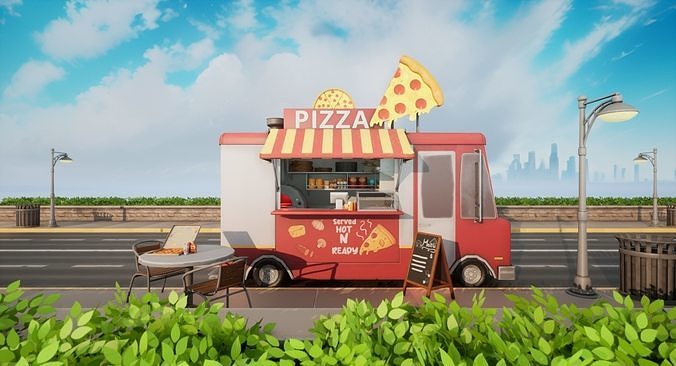 3D model Stylized Pizza Truck VR / AR / low-poly | CGTrader