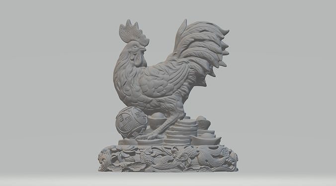Lucky Rooster - Chicken 3D model 3D printable | CGTrader