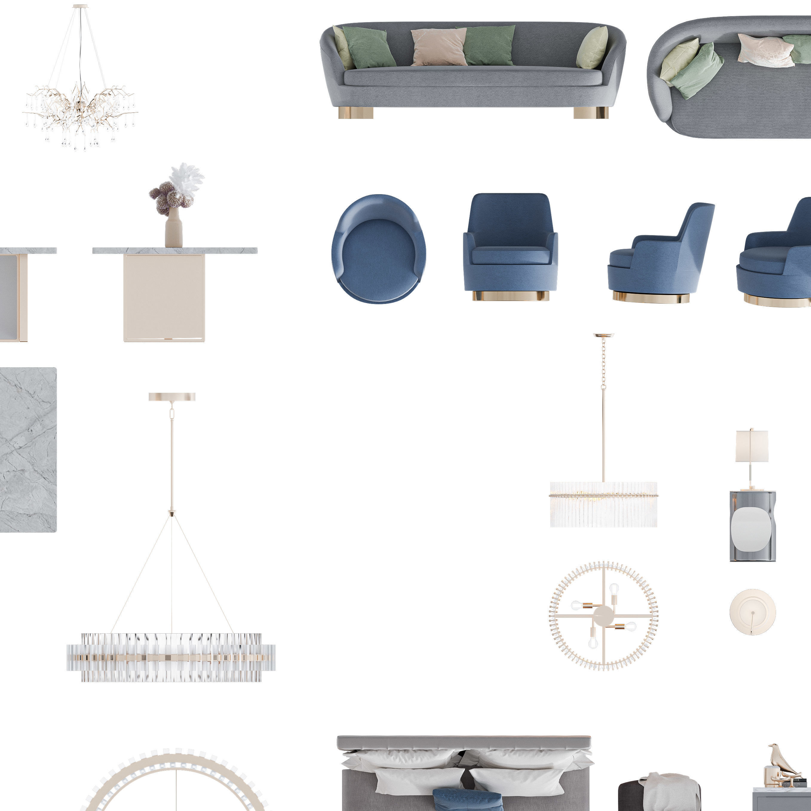 FLOOR PLAN 2d furniture top view 3D render realistic part 1 3D model ...