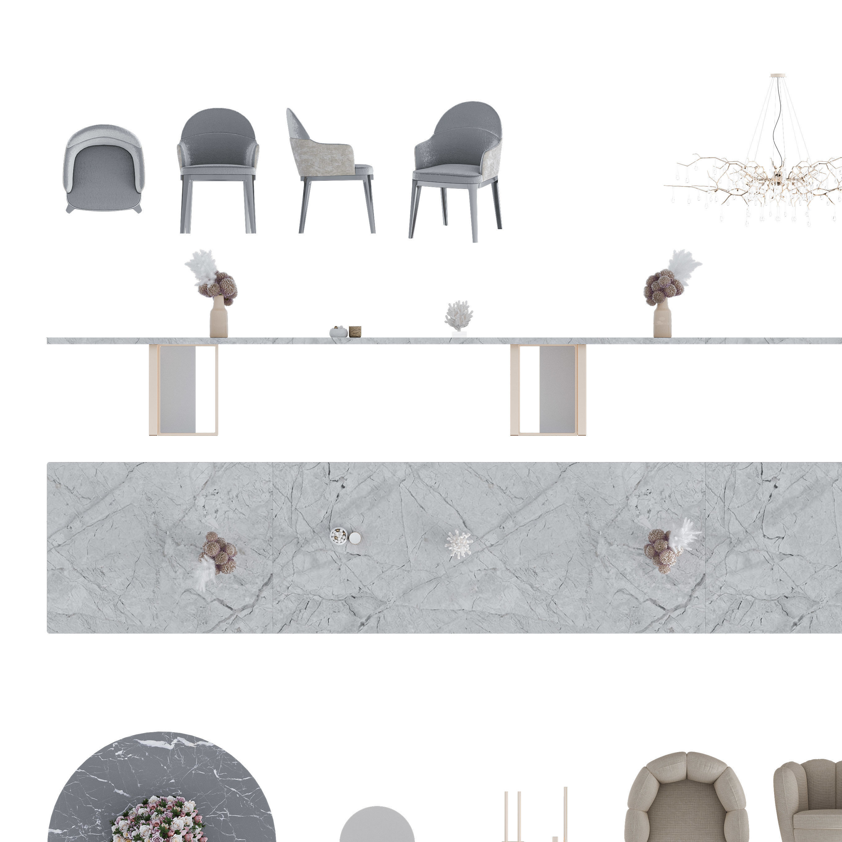 FLOOR PLAN 2d furniture top view 3D render realistic part 1 3D model ...