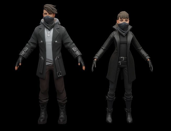 3D model girl and boy cool AR VR gaming VR / AR / low-poly | CGTrader