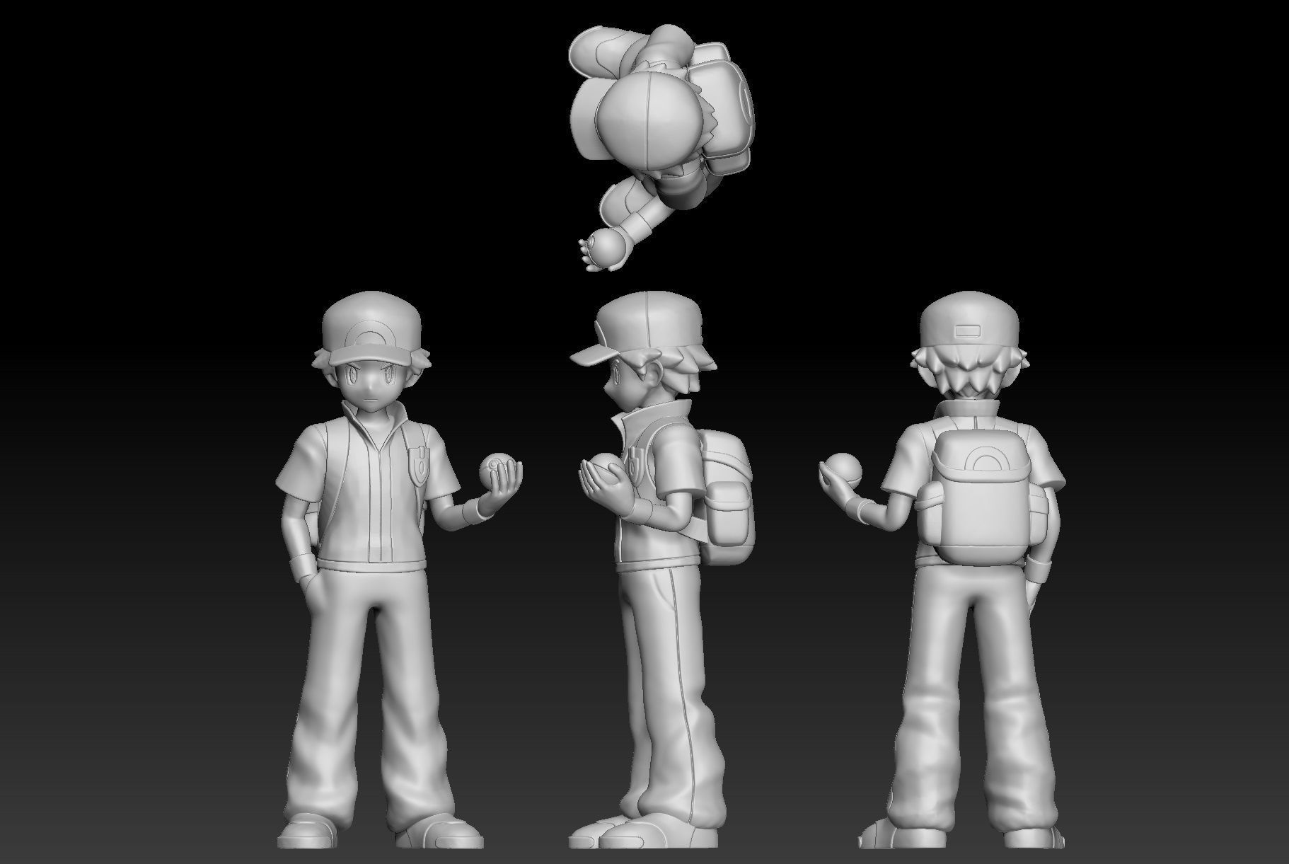Pokemon Trainer Red 3D model 3D printable | CGTrader