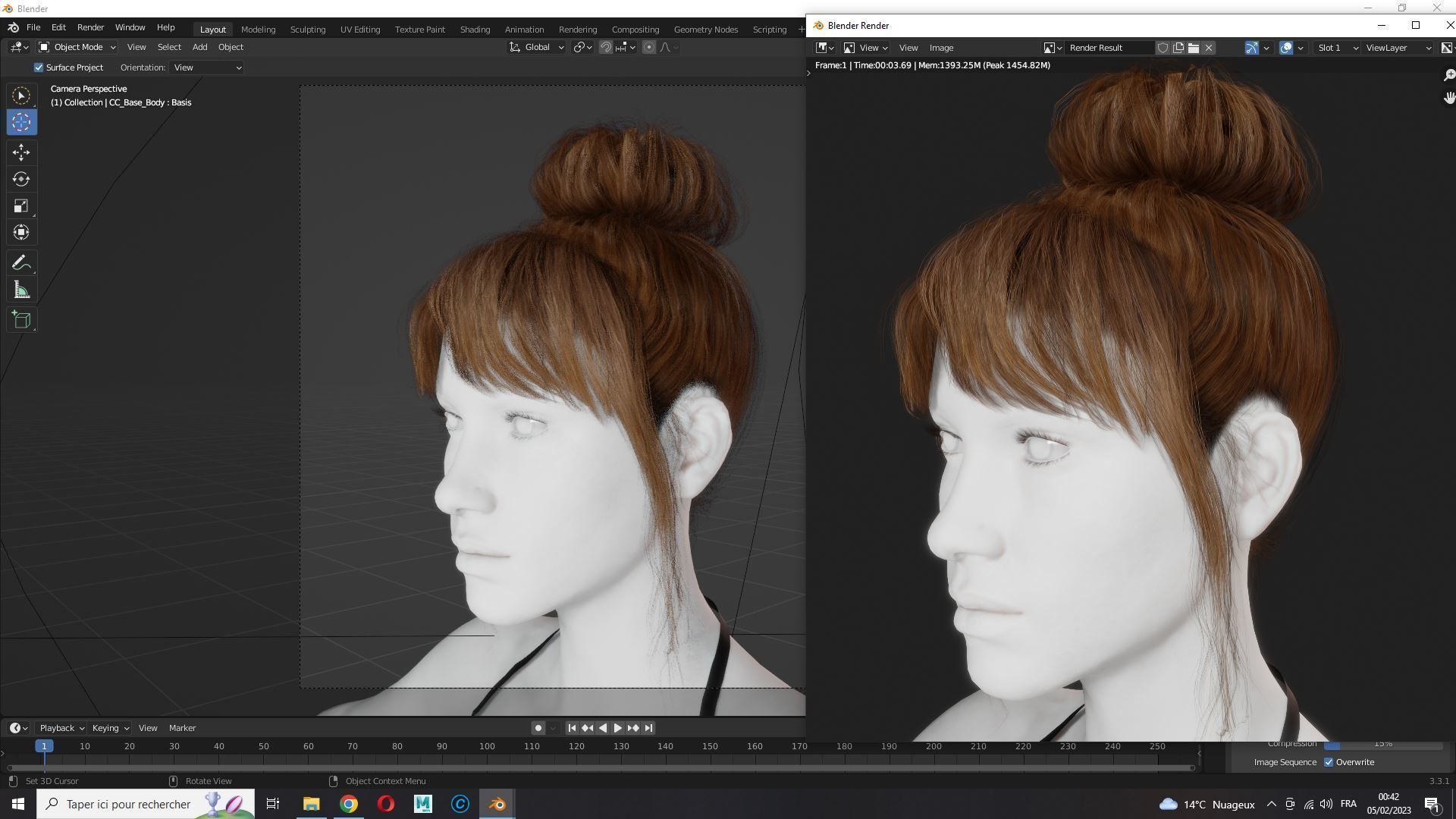 3D model Realistic Female hair colorable VR / AR / low-poly | CGTrader