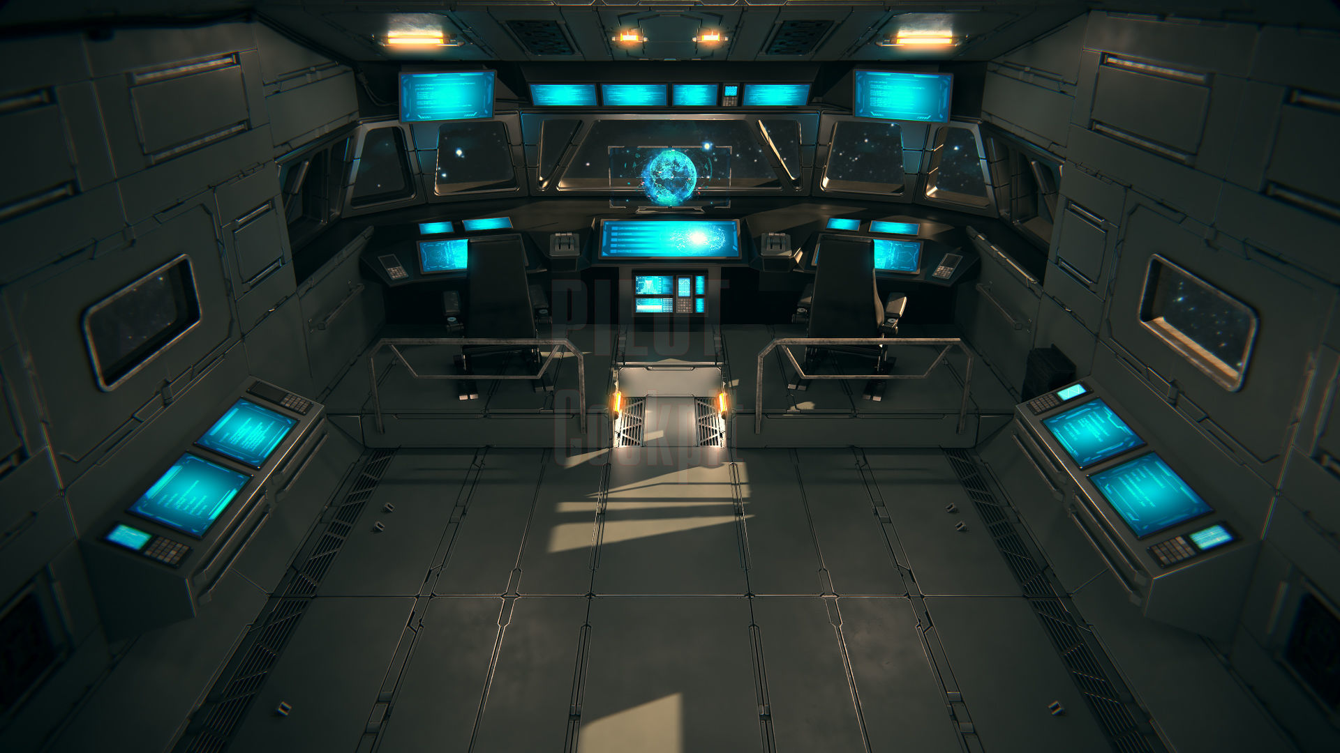 Spaceship Interior 03 Pilot Cockpit PBR 3D model | CGTrader