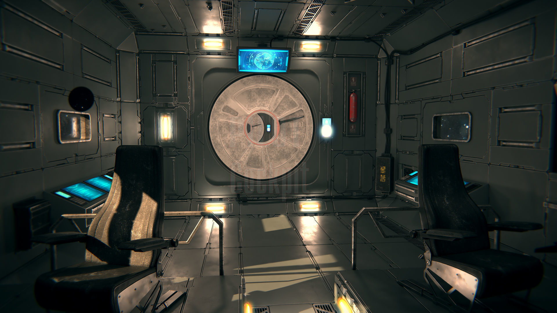 Spaceship Interior 03 Pilot Cockpit PBR 3D model | CGTrader