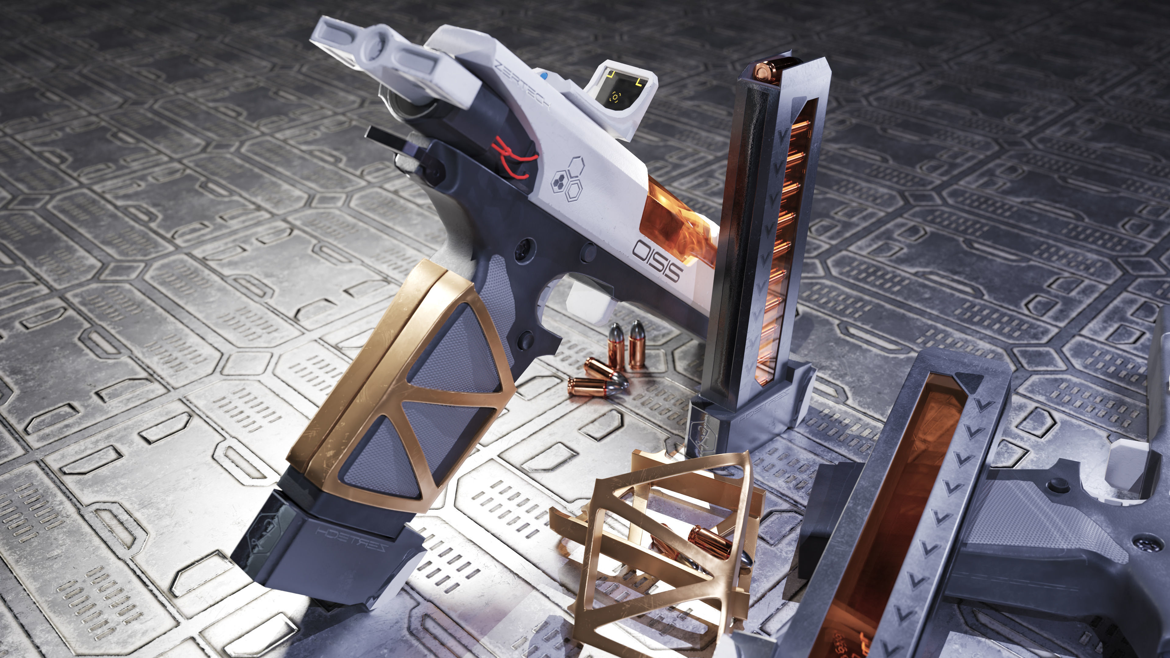 3D model ZerTech Oisis the future pistol gun VR / AR / low-poly | CGTrader