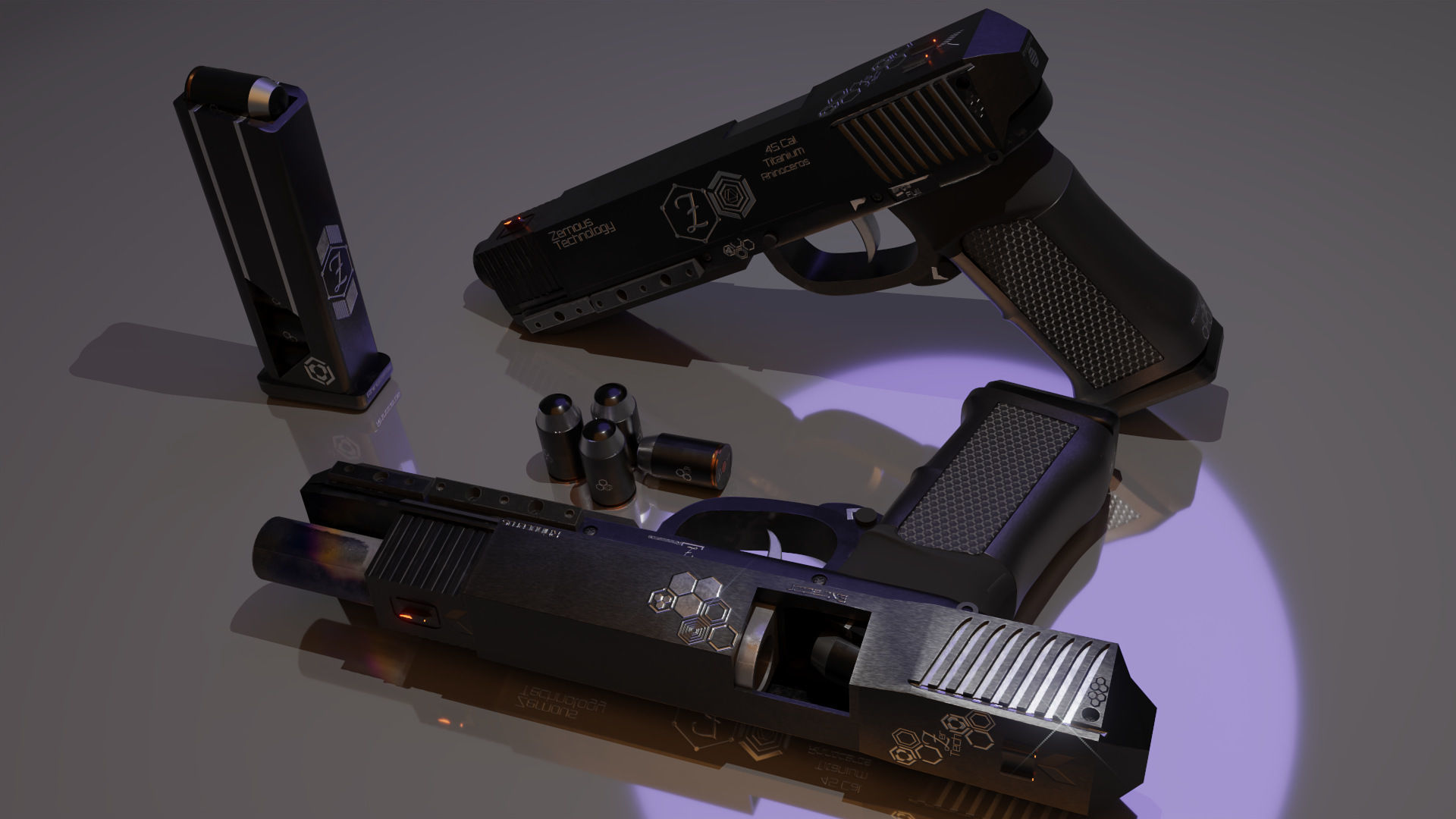 3D model ZerTech Rhinoceros the future gun pistol VR / AR / low-poly ...