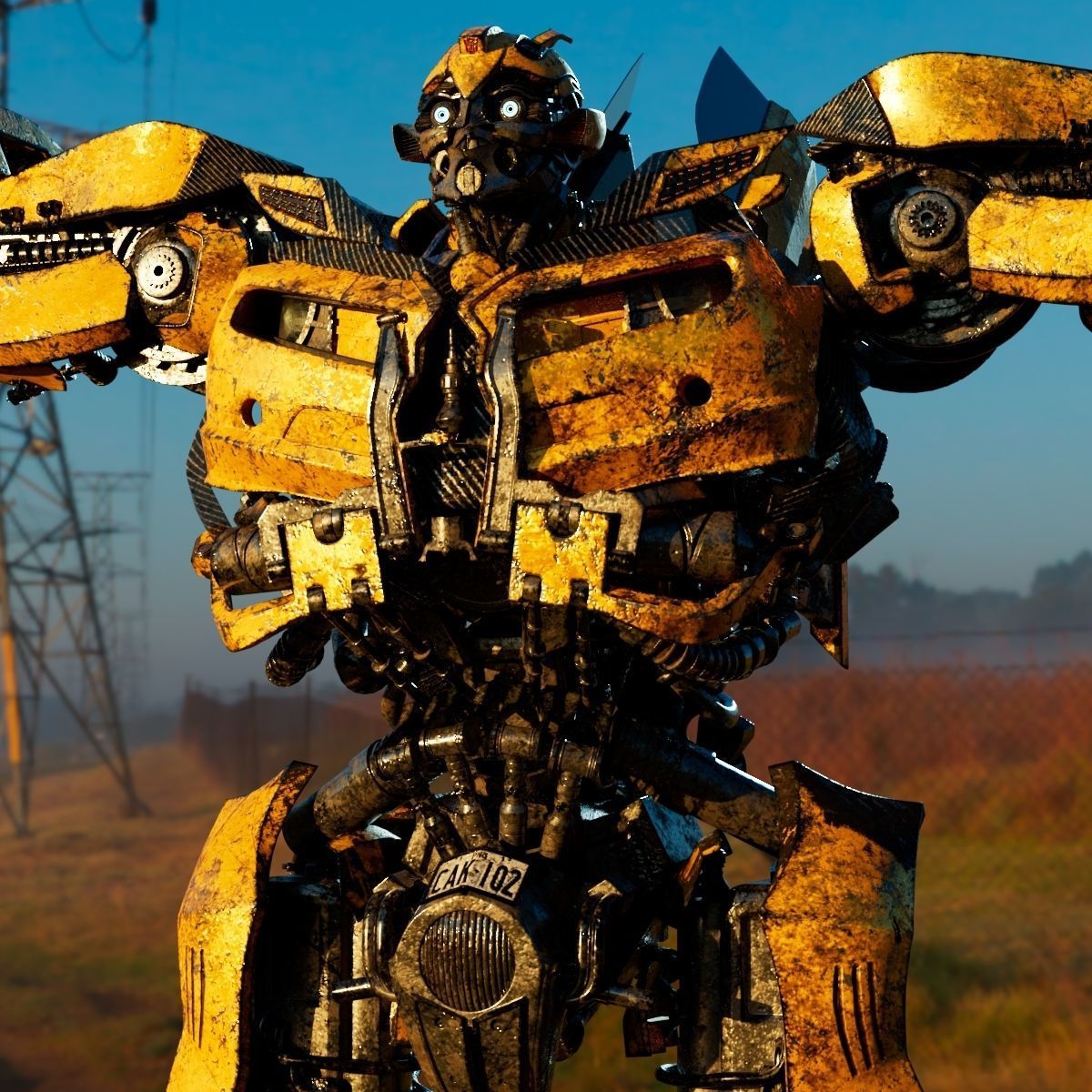 Transformers - Bumblebee - Fully Rigged and Textured 3D model rigged ...