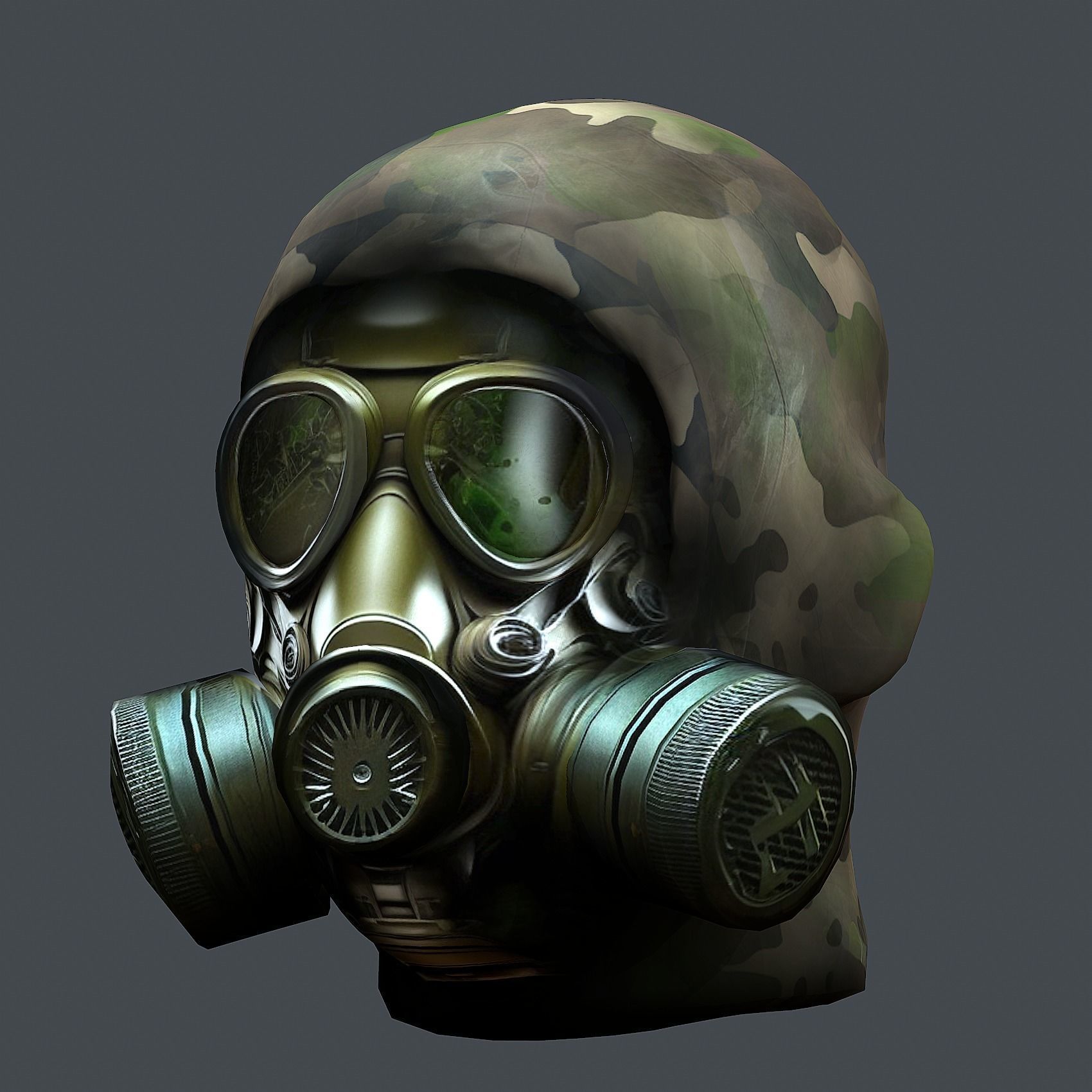 3D model helmet Gas mask 3d model military combat Low-poly VR / AR ...