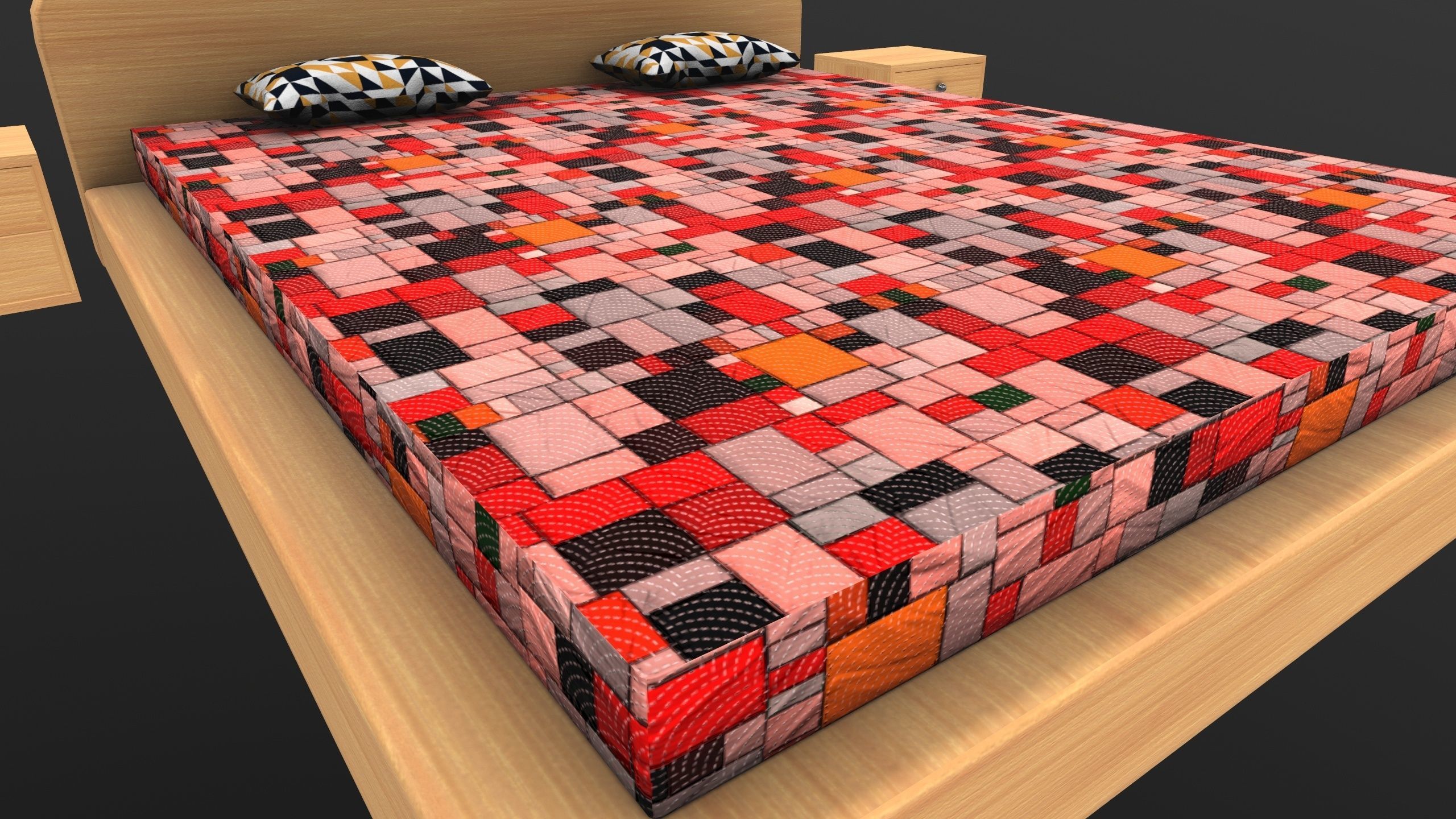 3D model Stylish Bed AR VR Lowpoly PBR with game ready 3d Model VR / AR ...