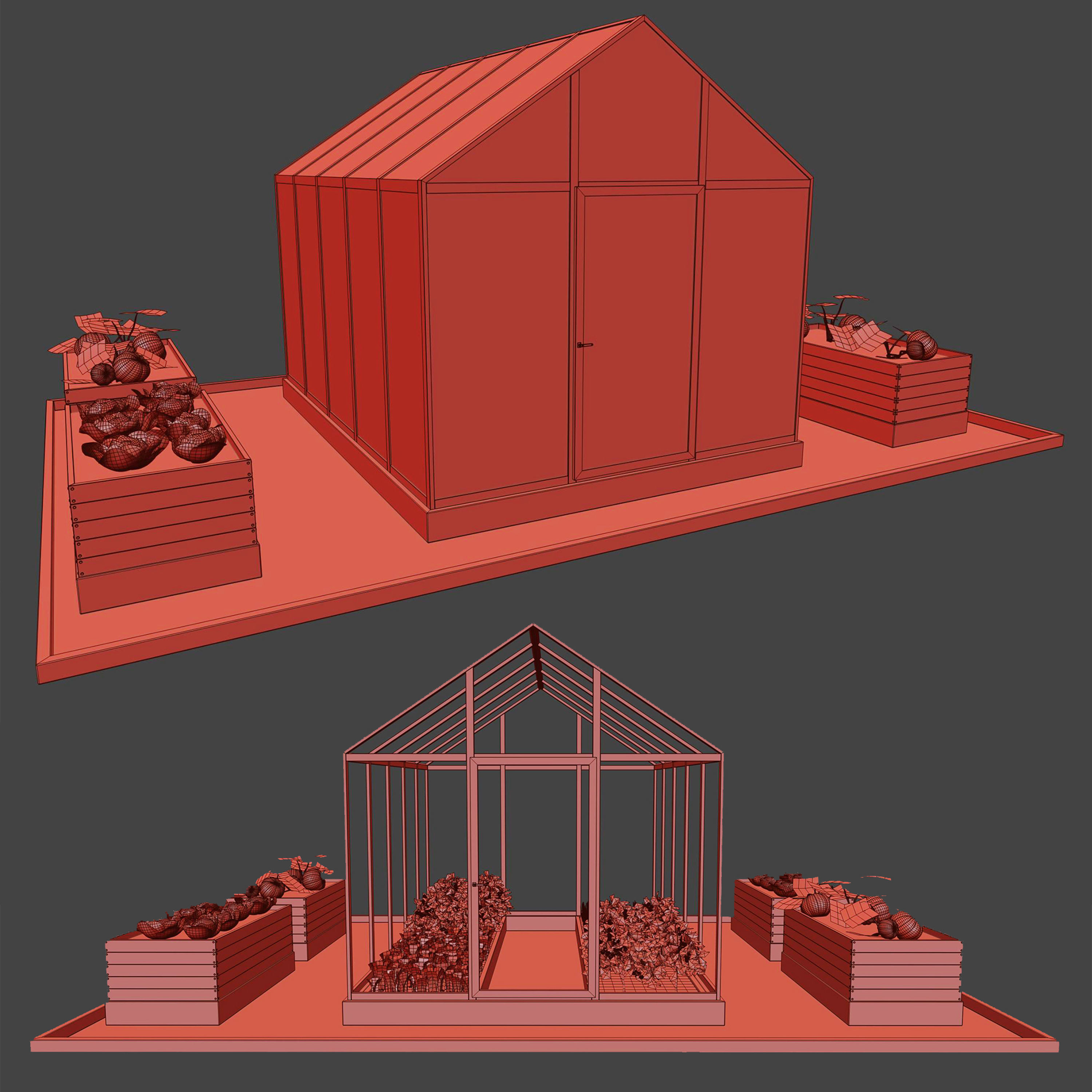 Greenhouse Kitchen garden 3D model | CGTrader