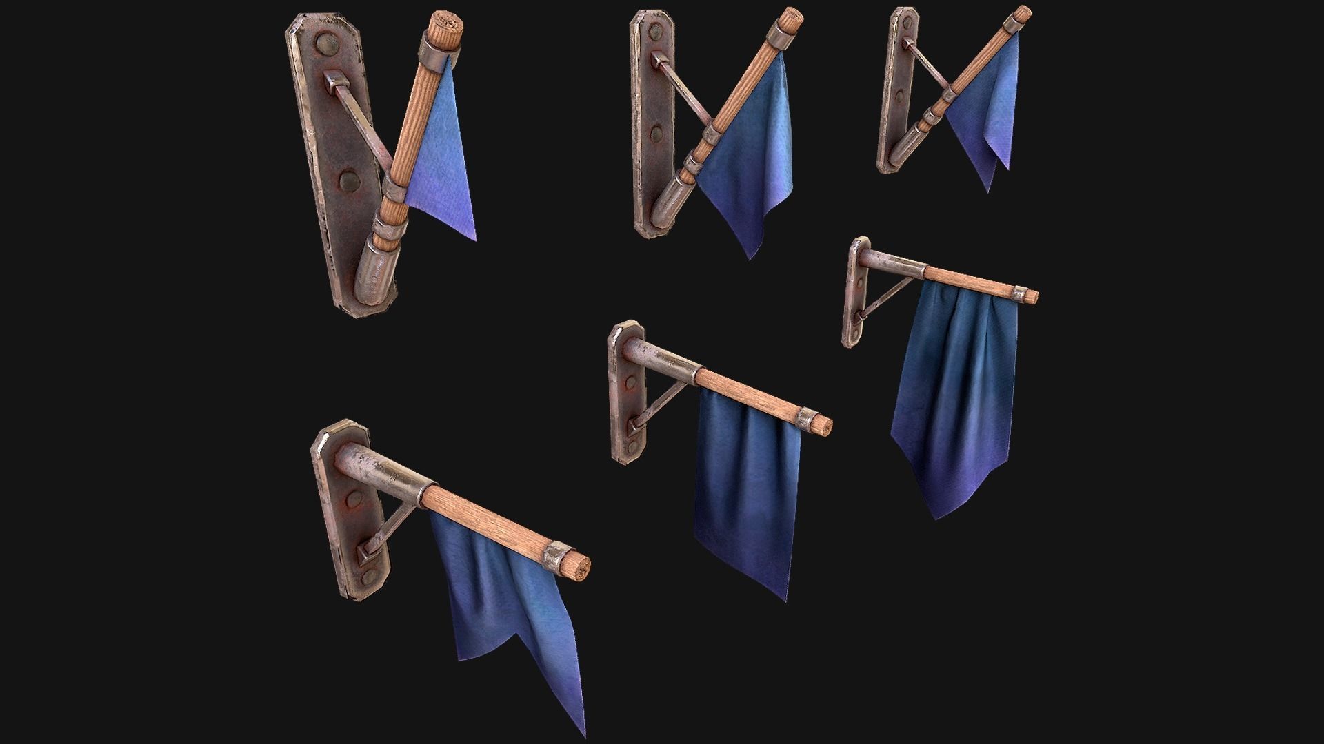 3D model Medieval Flag Attached to the Wall VR / AR / low-poly | CGTrader