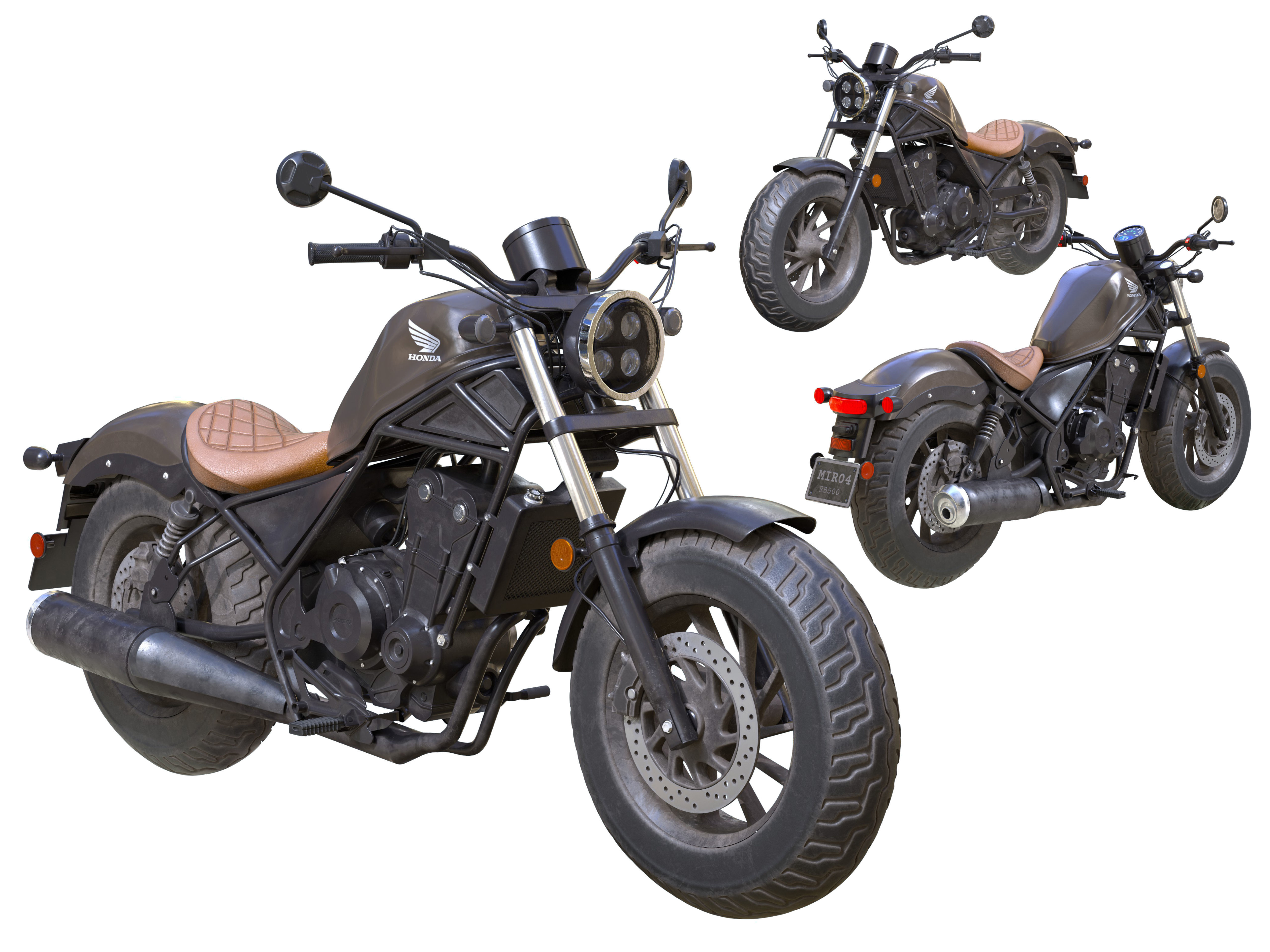 motorcycle honda Rebel 500 with high quality PBR textures 3D model ...