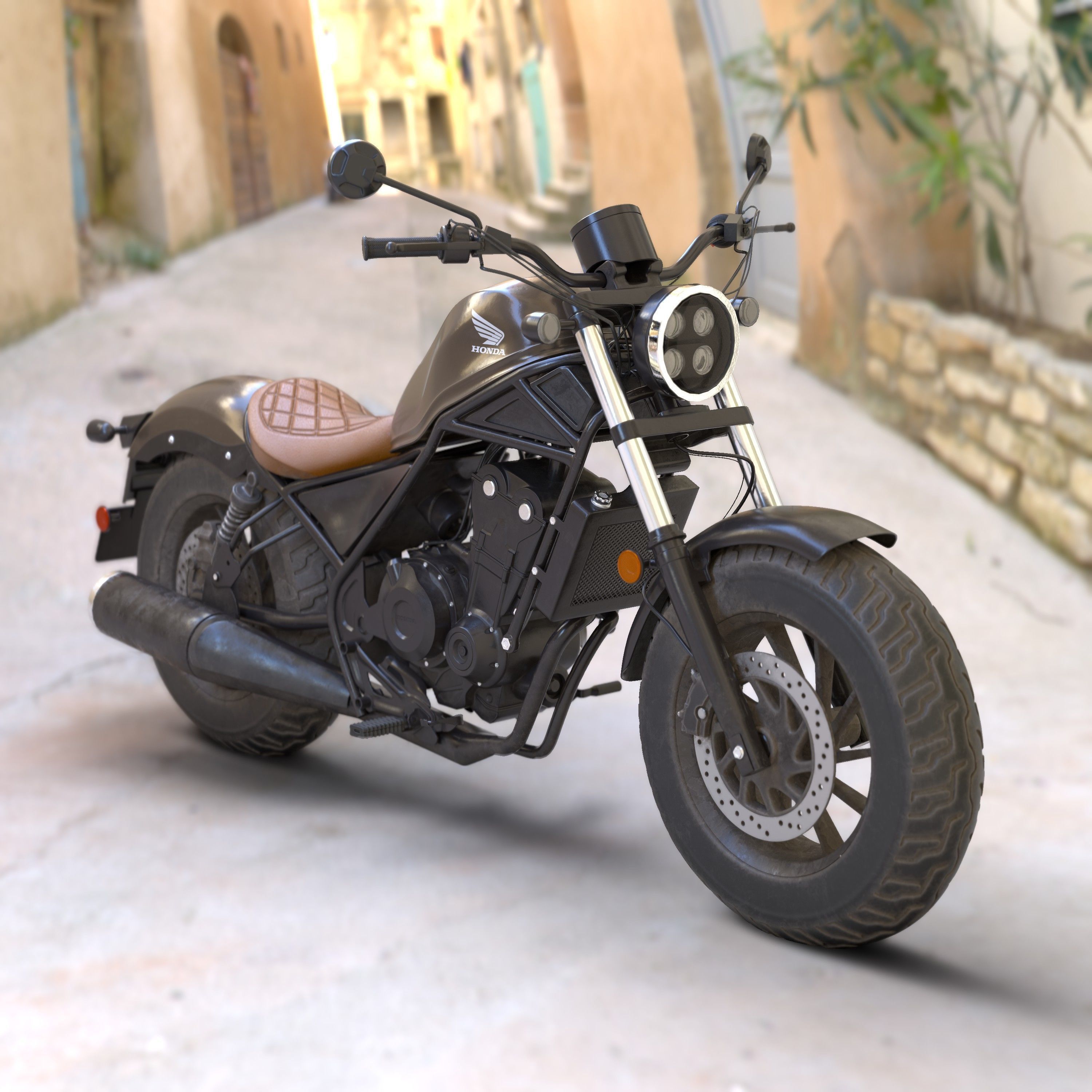 motorcycle honda Rebel 500 with high quality PBR textures 3D model ...