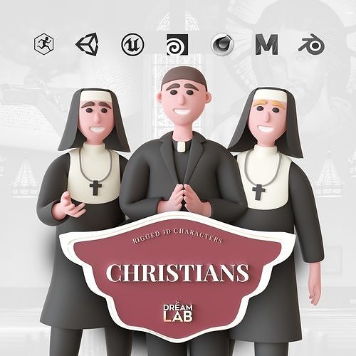 3D model Christians - Rigged 3D Characters 12 Animations VR / AR / low ...