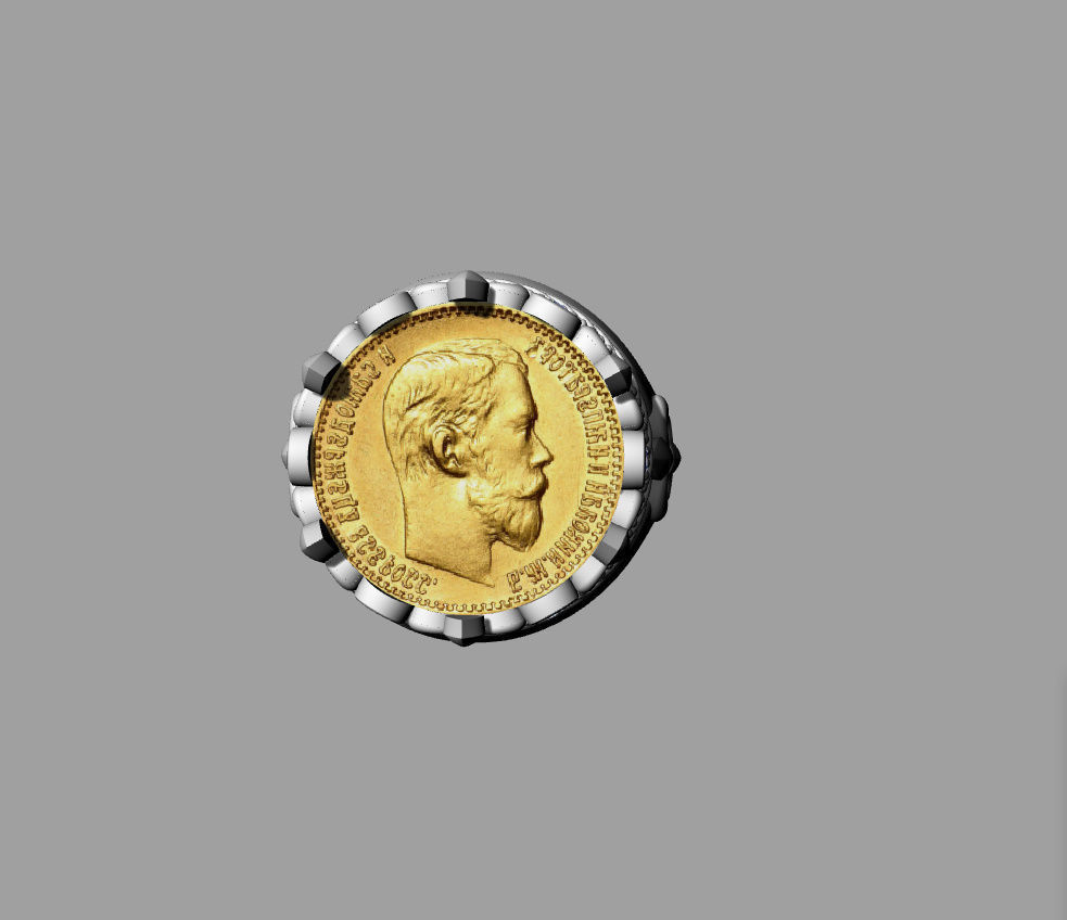 CROWN RING WITH COIN 3D model 3D printable | CGTrader