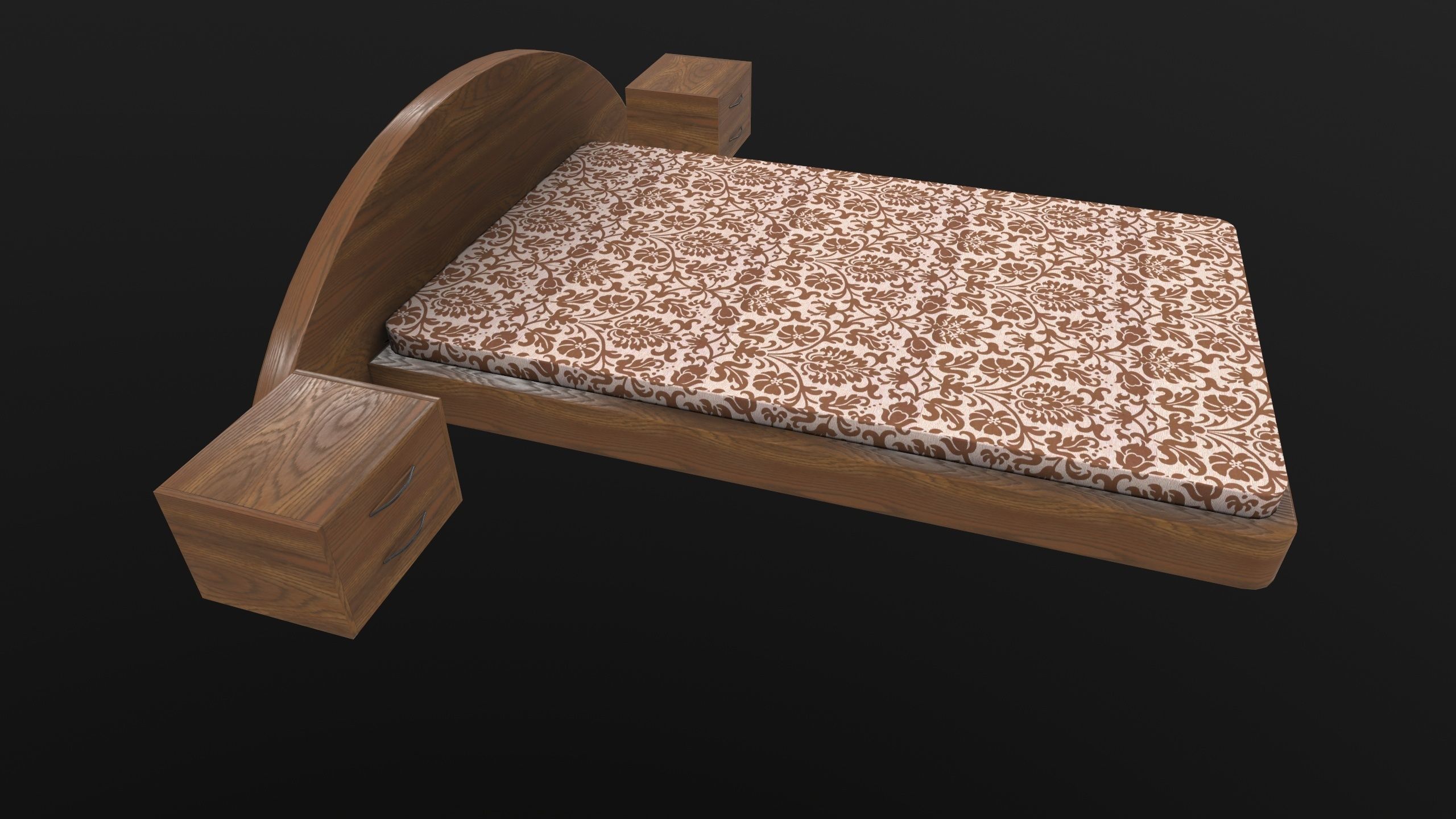 3D model Wooden Bed AR VR Lowpoly PBR VR / AR / low-poly | CGTrader