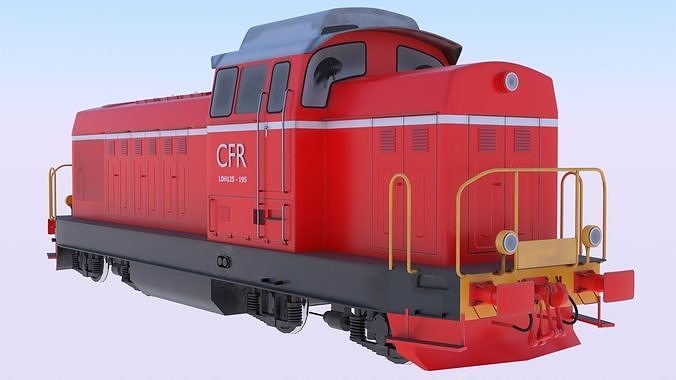 Locomotive red PBR textures 3D model | CGTrader