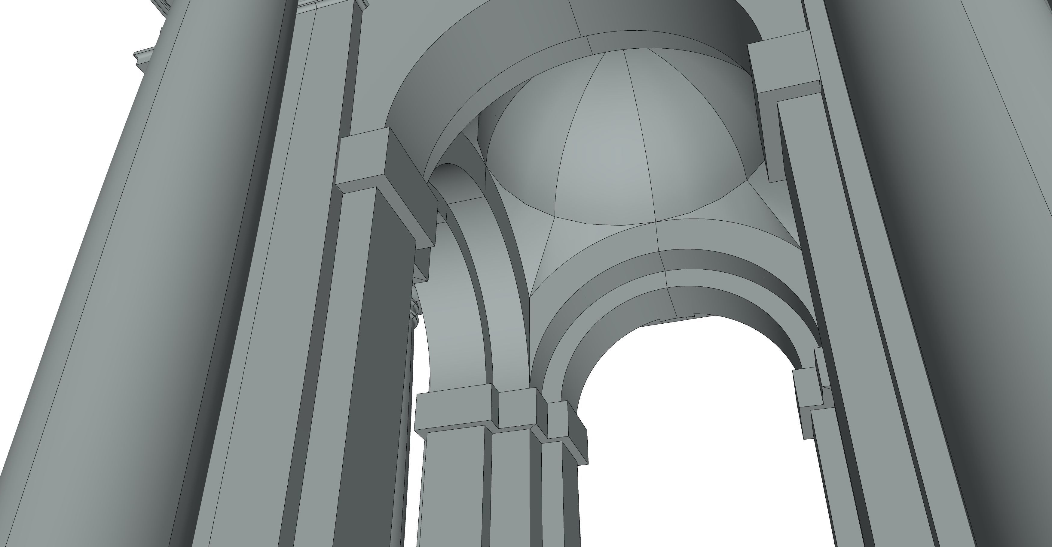 Tuscan order Arched portico in with freestanding column 3D model | CGTrader
