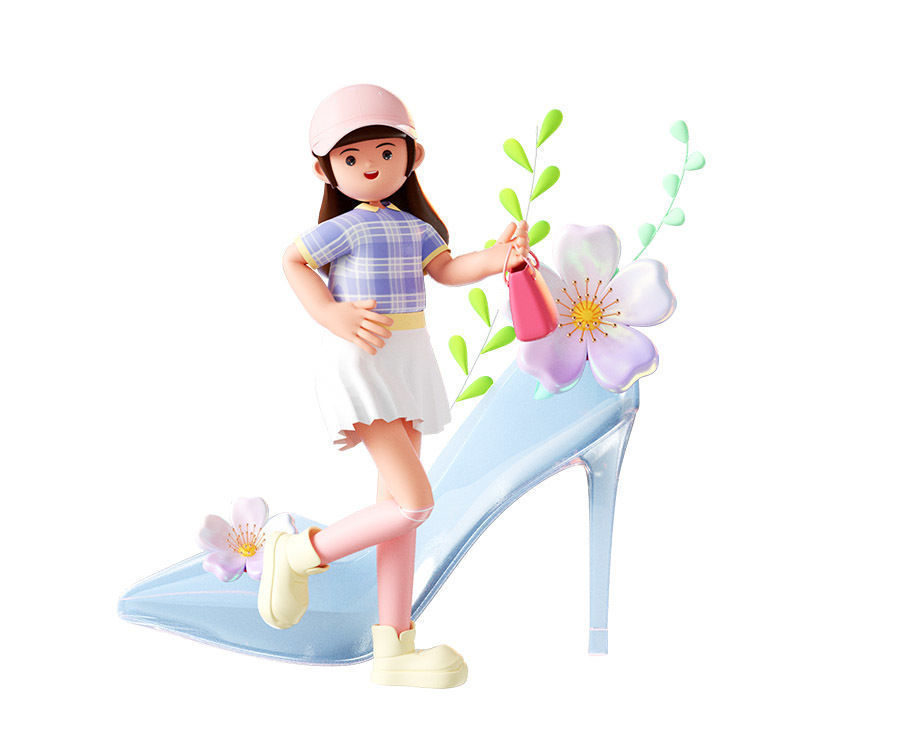 C4D model - spring energetic female characters 3D model | CGTrader