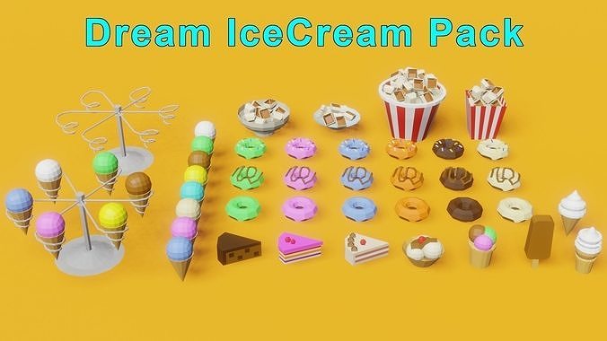 3D model Ice Cream Low-poly Food Pack VR / AR / low-poly | CGTrader