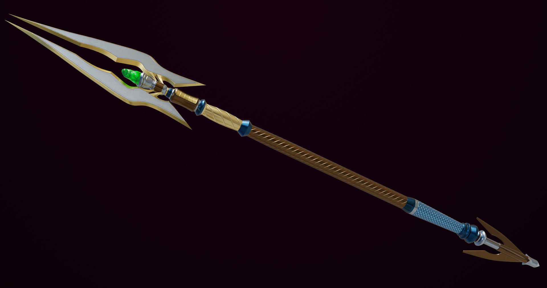 3D model Fantasy Trident 07 All PBR Unity UE Textures Included VR / AR ...