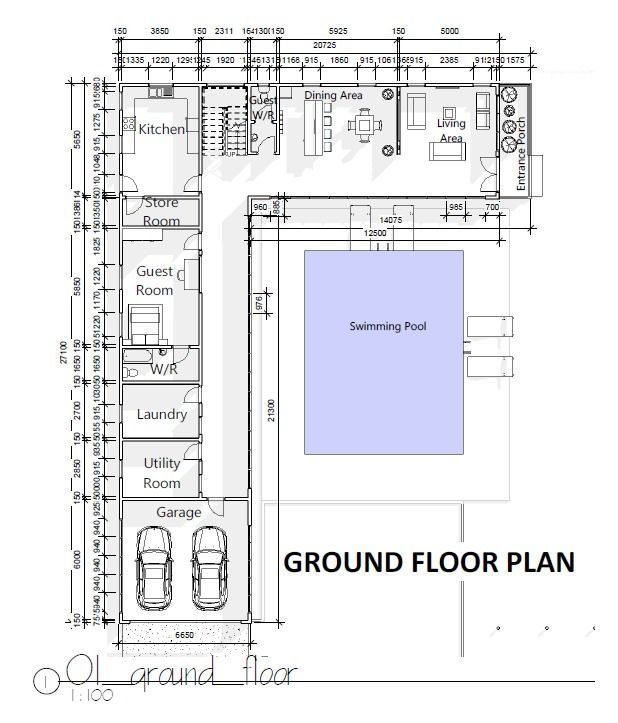 L-Shaped House Plans 3D model animated | CGTrader