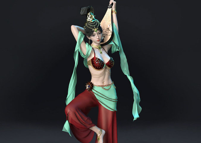 Dunhuang Flying Apsaras Bounce Pipa Characters 3D model | CGTrader